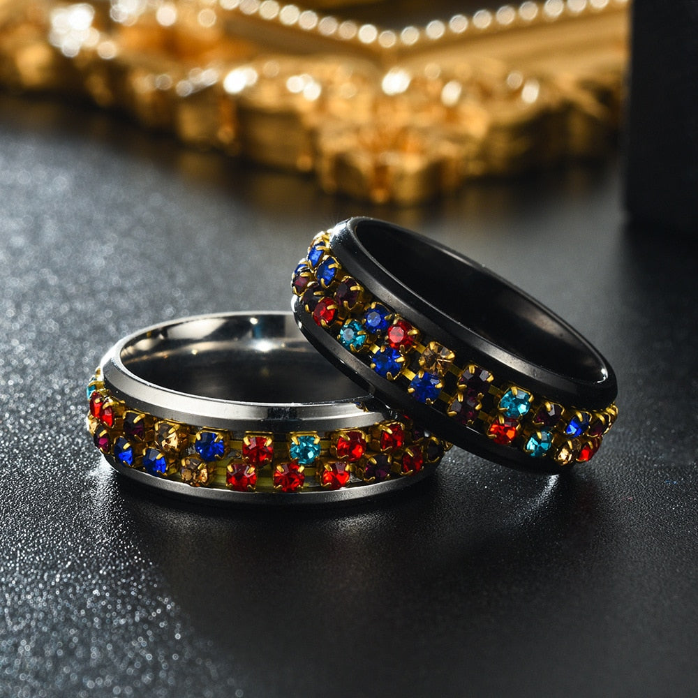 Colorful Crystal Fidget Ring – Ever Adorned