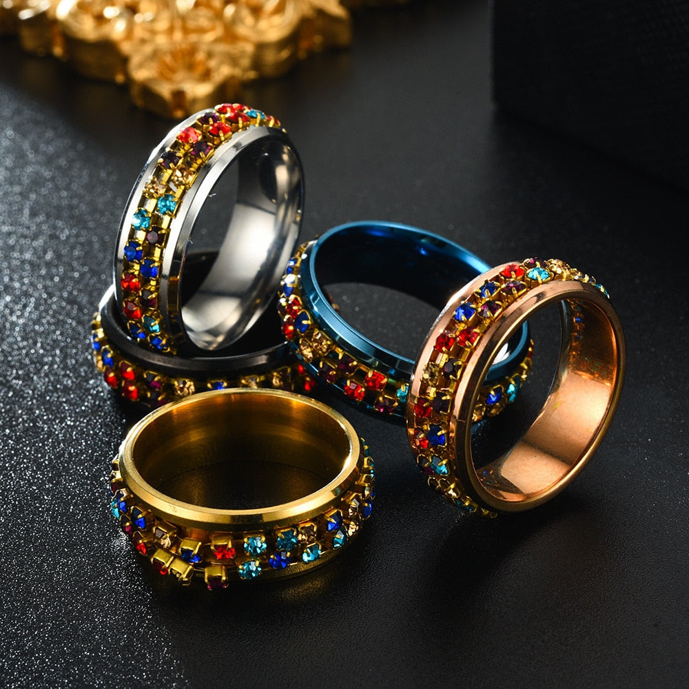 Colorful Crystal Fidget Ring – Ever Adorned