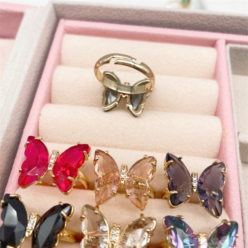 Colorful Crystal Butterfly Ring – Ever Adorned
